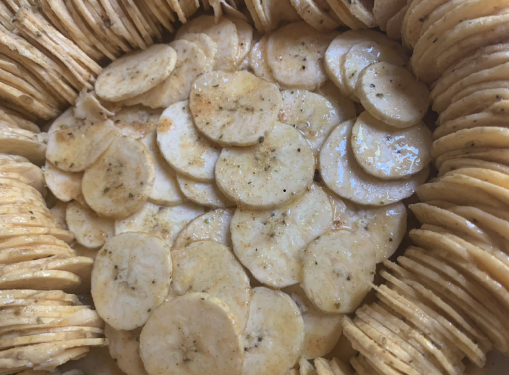 Oven baked plantain slices - Dominica Gourmet