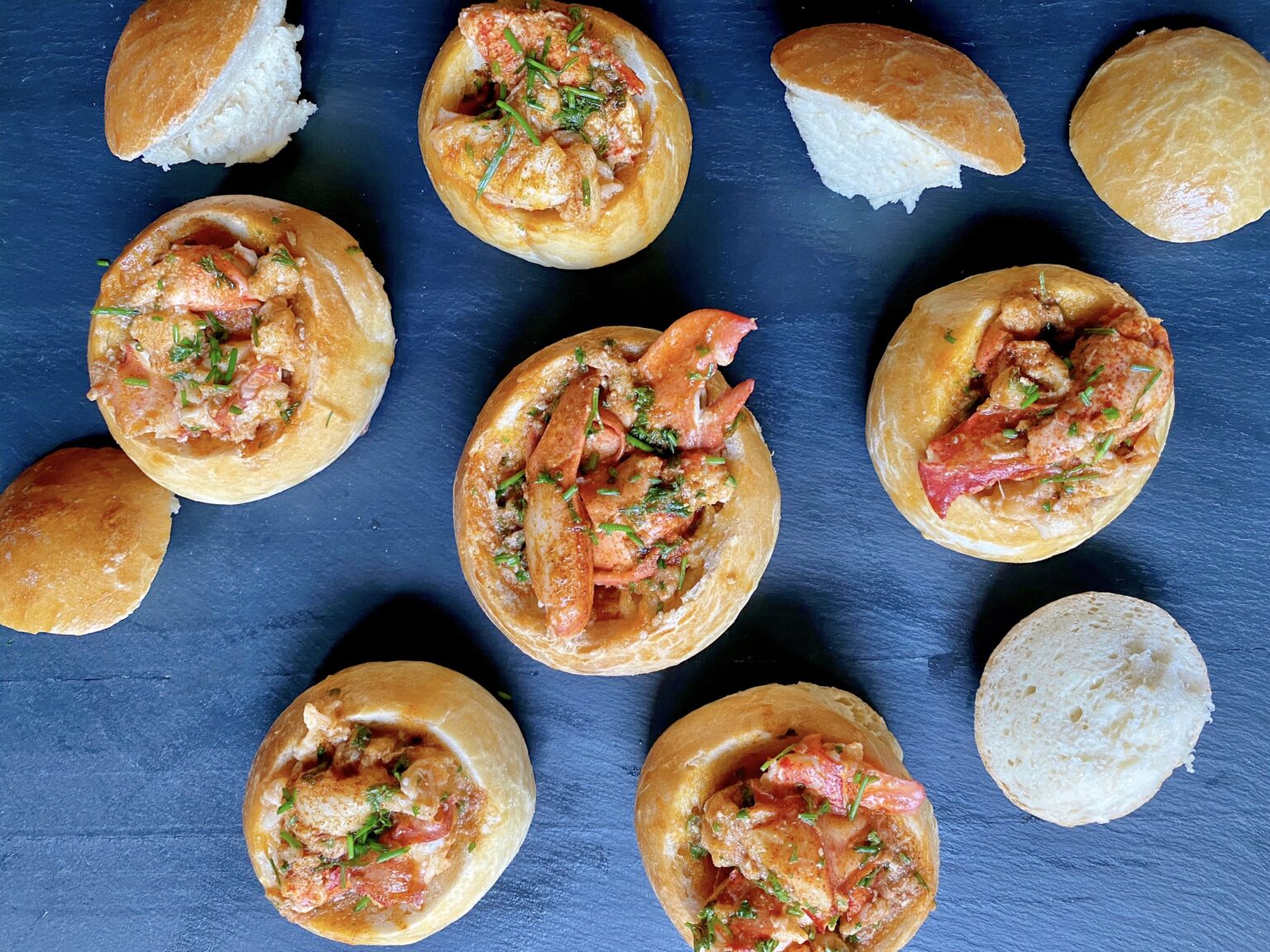 Mini lobster bread bowls - Dominica Gourmet