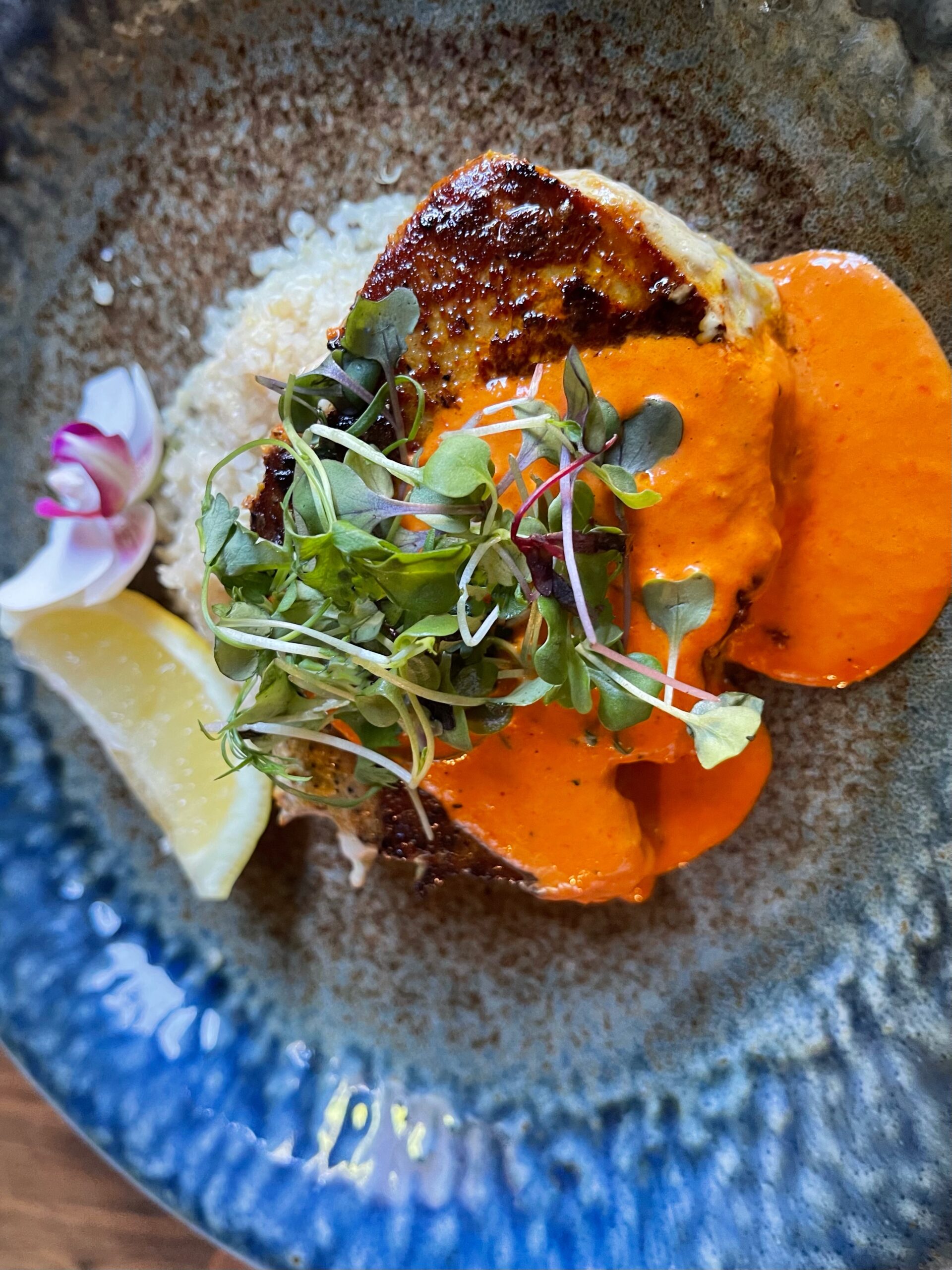 Blackened tuna and roasted peppers sauce - Dominica Gourmet